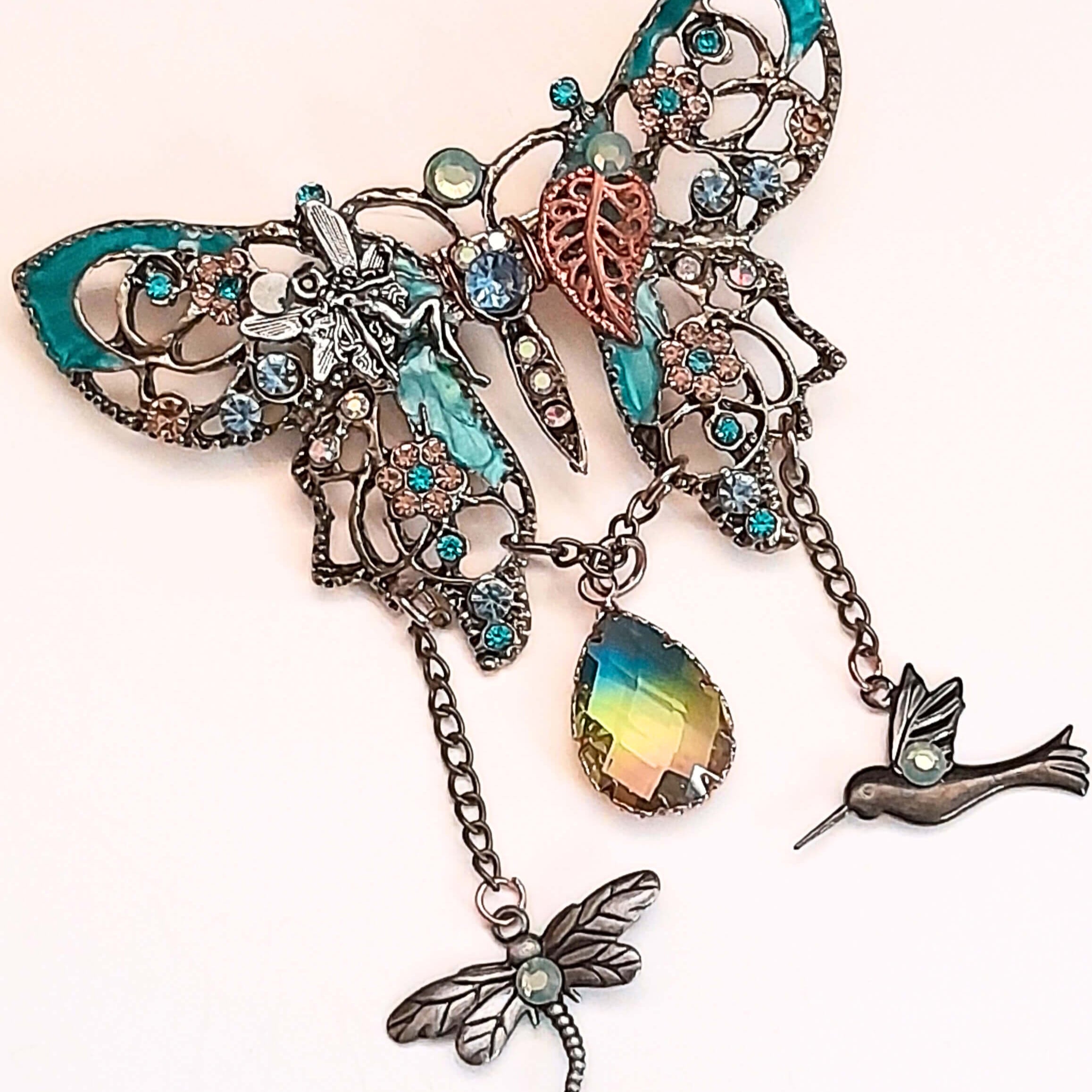 Butterfly Brooch Hummingbird & Dragonfly