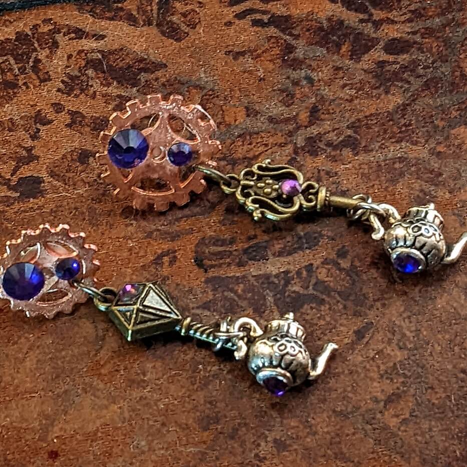 Fantasy Purple Dangle Earrings - Amethyst Tea Time