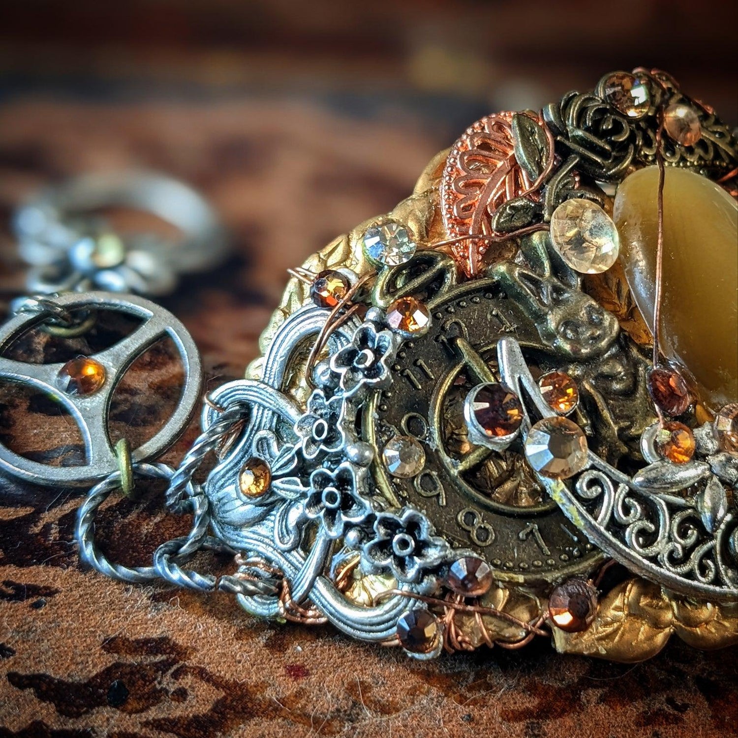 Moon Fairy Fantasy Statement Bracelet - Golden Celestial Time Traveler